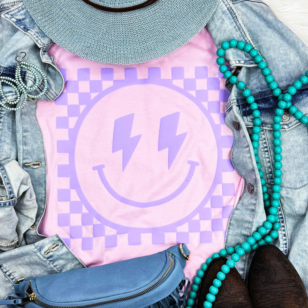 Lavender Electric Smiley Face Puff Print – Cows and Crayons