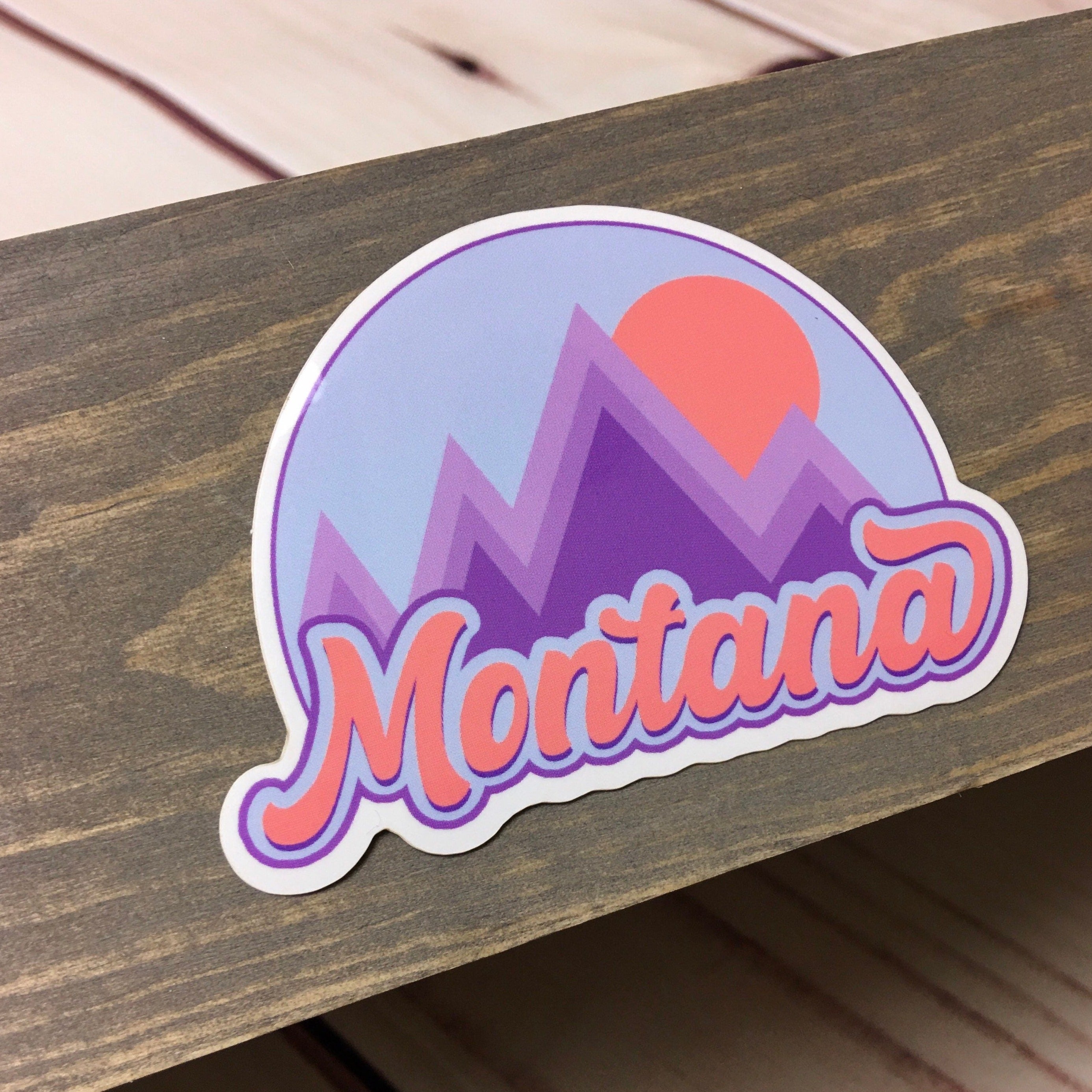Coral Purple Sky Blue Mountain Sunset Montana Sticker – Cows and Crayons