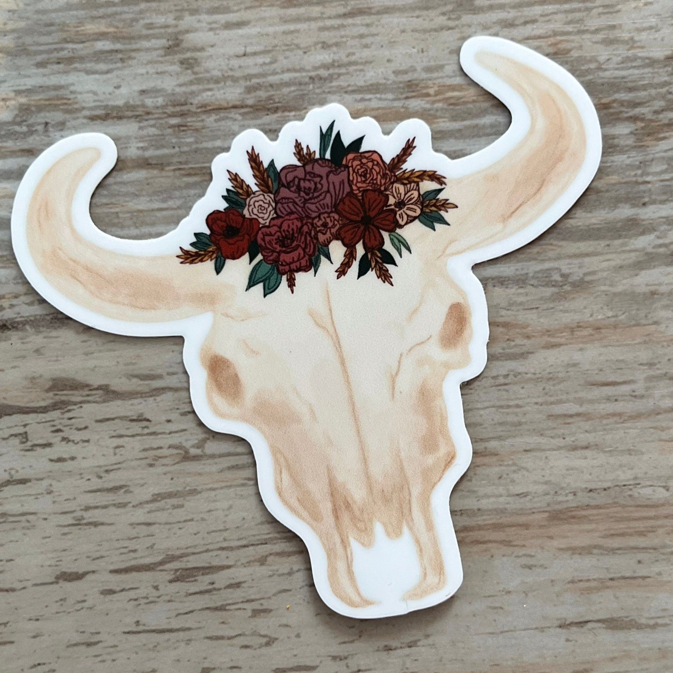 Boho Floral Cow Skull Sticker – Cows and Crayons